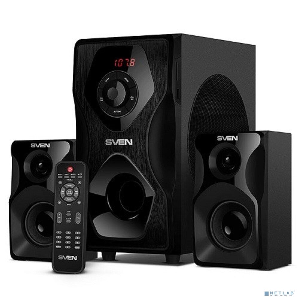 SVEN AC MS-2055, черный (55Вт, FM-тюнер, USB/SD, дисплей, ПДУ, Bluetooth)