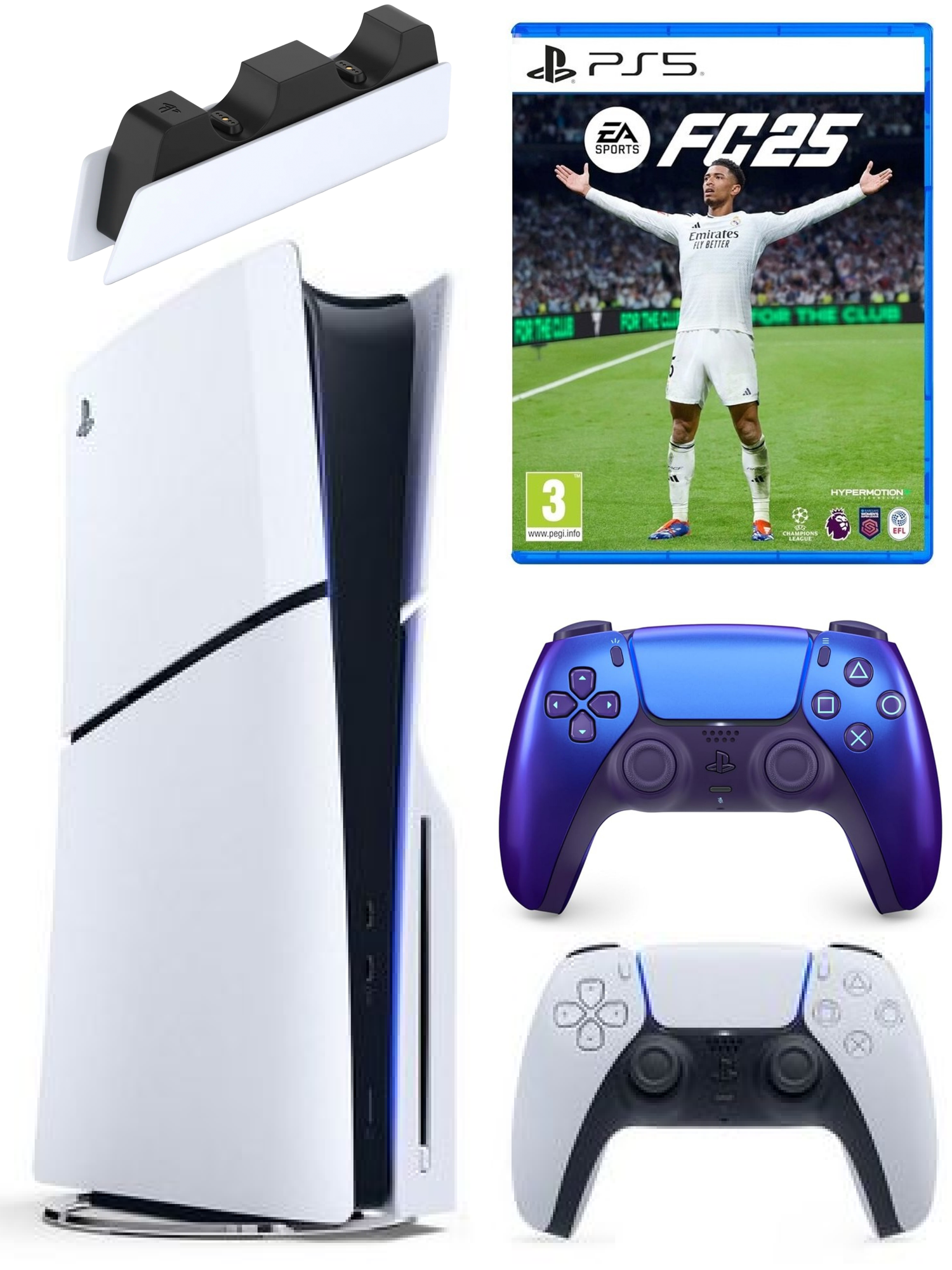 Игровая приставка PS 5 Slim, 1ТБ(с дисководом)+2 геймпад (chrome indigo)+Зарядная станция+ FC25,(за подробностями в чат)