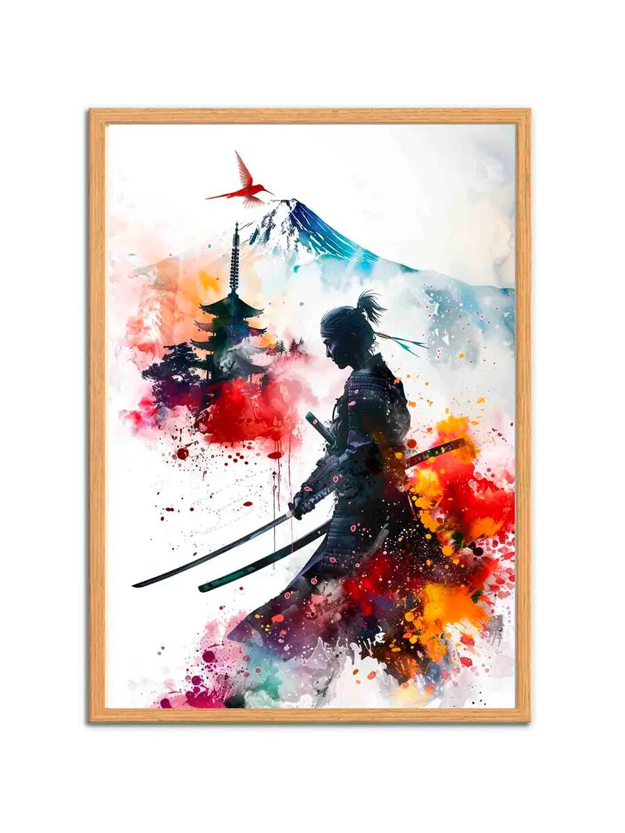 Колибри-птица-самурай 2, Плакат 30x42см