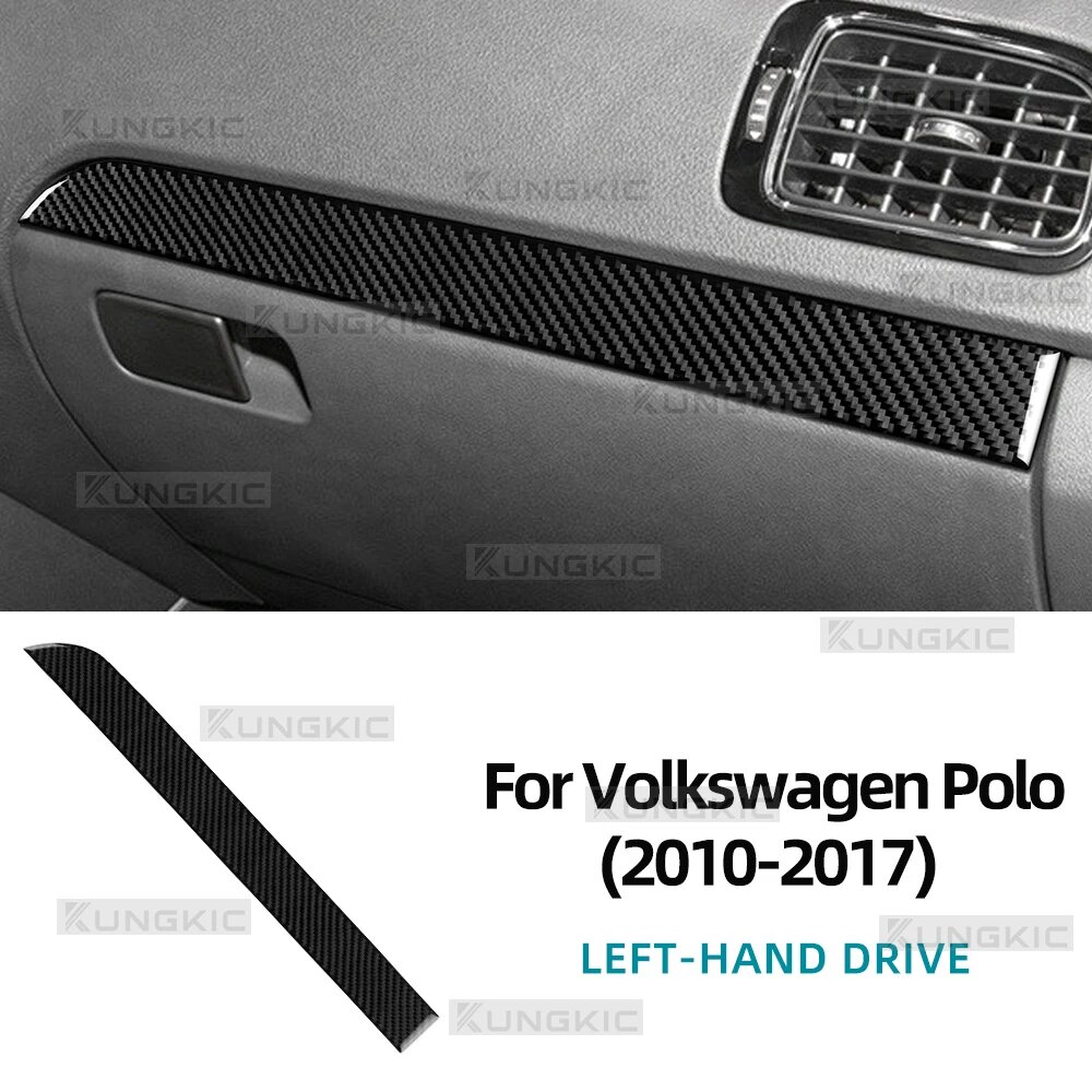 Для VW Volkswagen Polo MK5 6R 6C 2010-2017: Мягкая накладка из карбонового For LHD Black Carbon