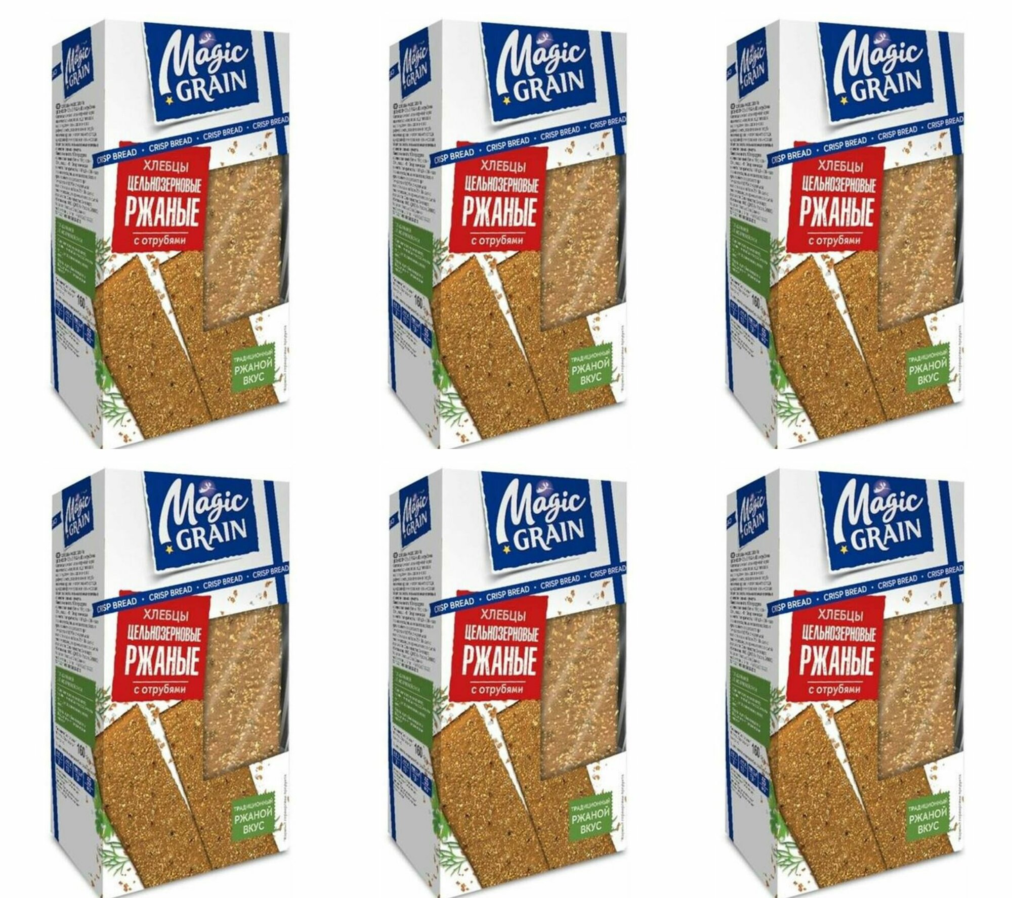 Magic Grain Хлебцы Ржаные с сотрубями, 160 г, 6 уп