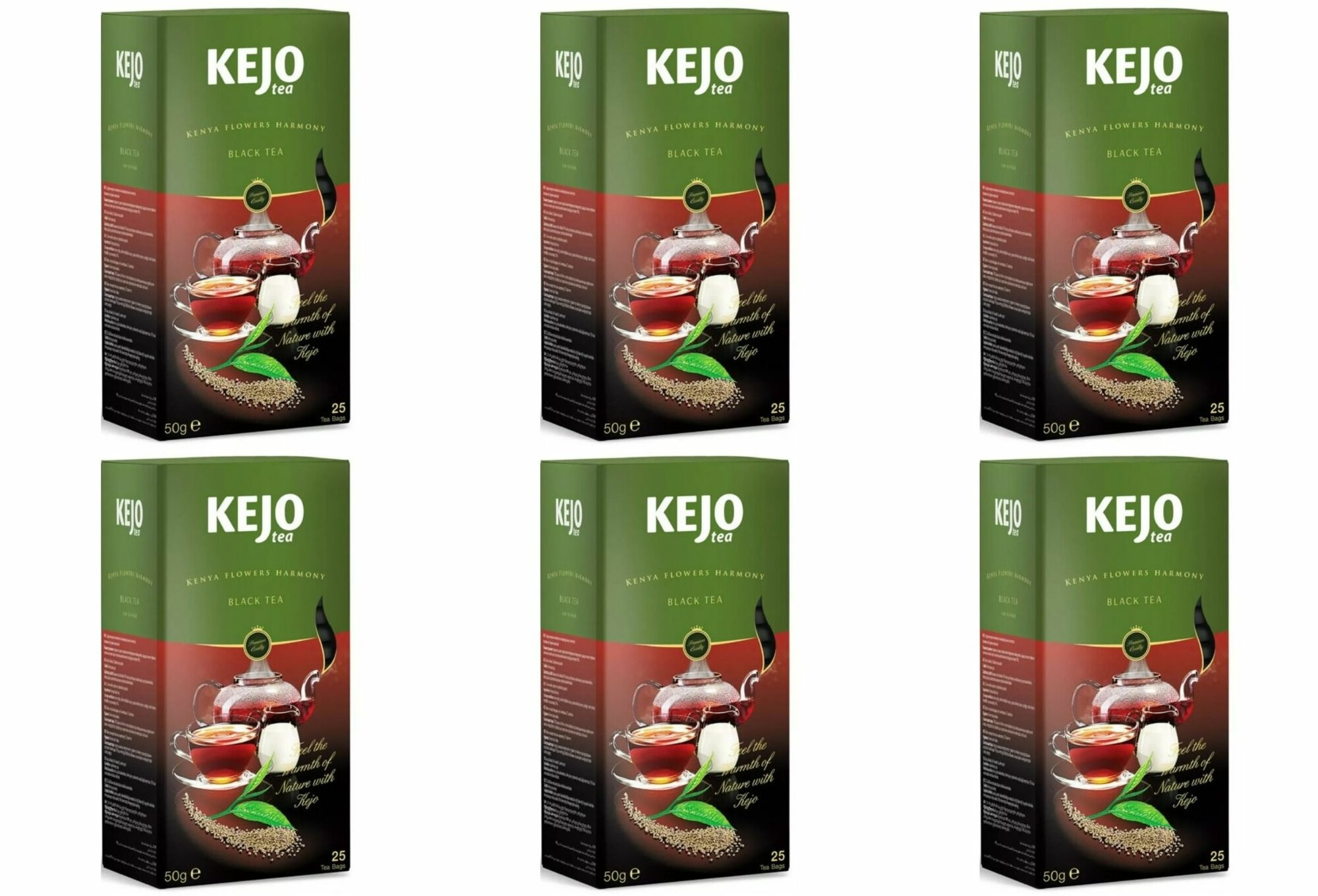 KEJOfoods Черный чай Kenya Flowers Harmony, 25 пакетиков по 2 г, 6 уп.