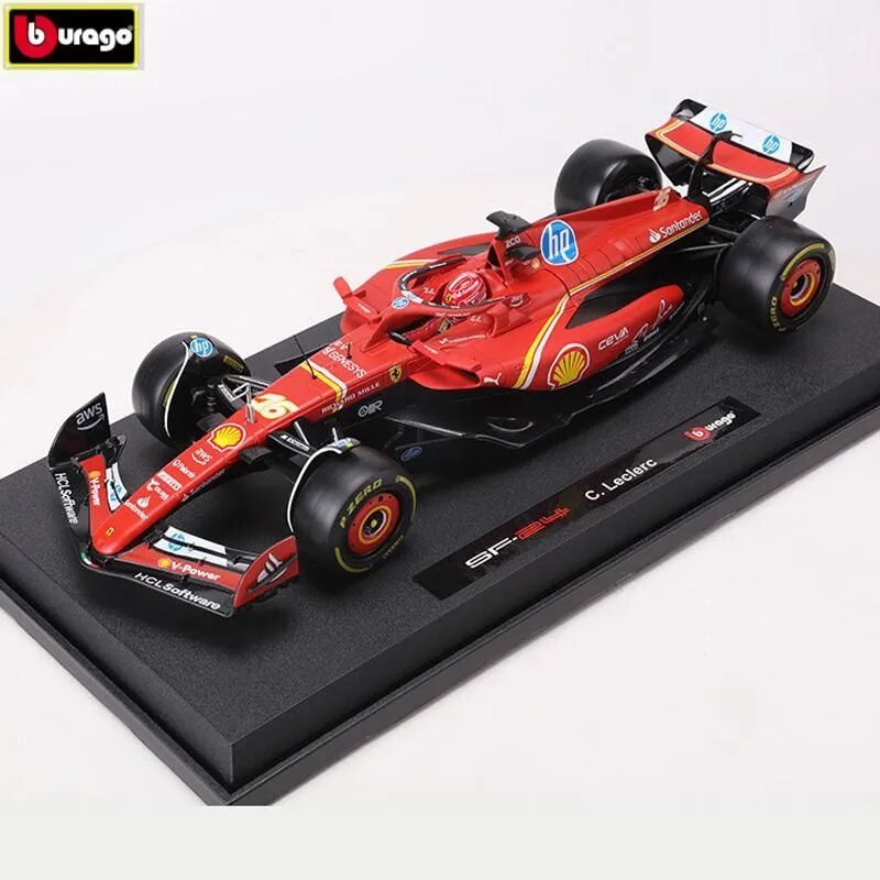 Металлическая коллекционная модель болида Формулы-1 "Burago"1:18. Ferrari№ 16. SF-24 Леклерк