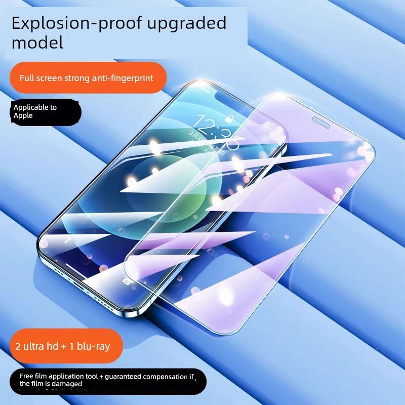 IPhone 12 Pro Смешанное темперированное стеклянное покрытие, 2 ультра-прозрачных + 1 фильтр синего света, ударопрочное,