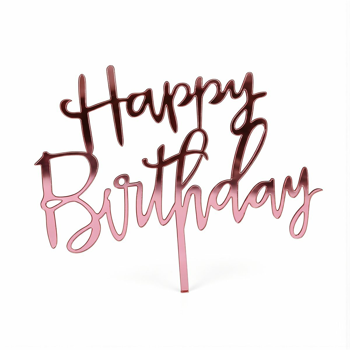 Акриловый топпер для украшения торта с надписью Happy Birthday подходит для стандартных размеров десертов, 854 Розовое золото