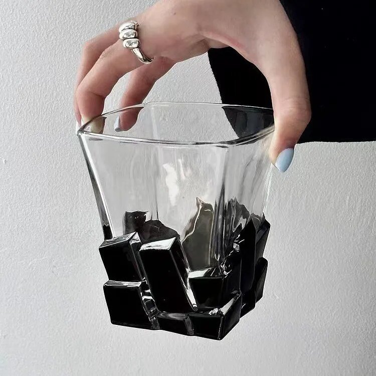 Стеклянный стакан для воды и вина Черный, BLACK