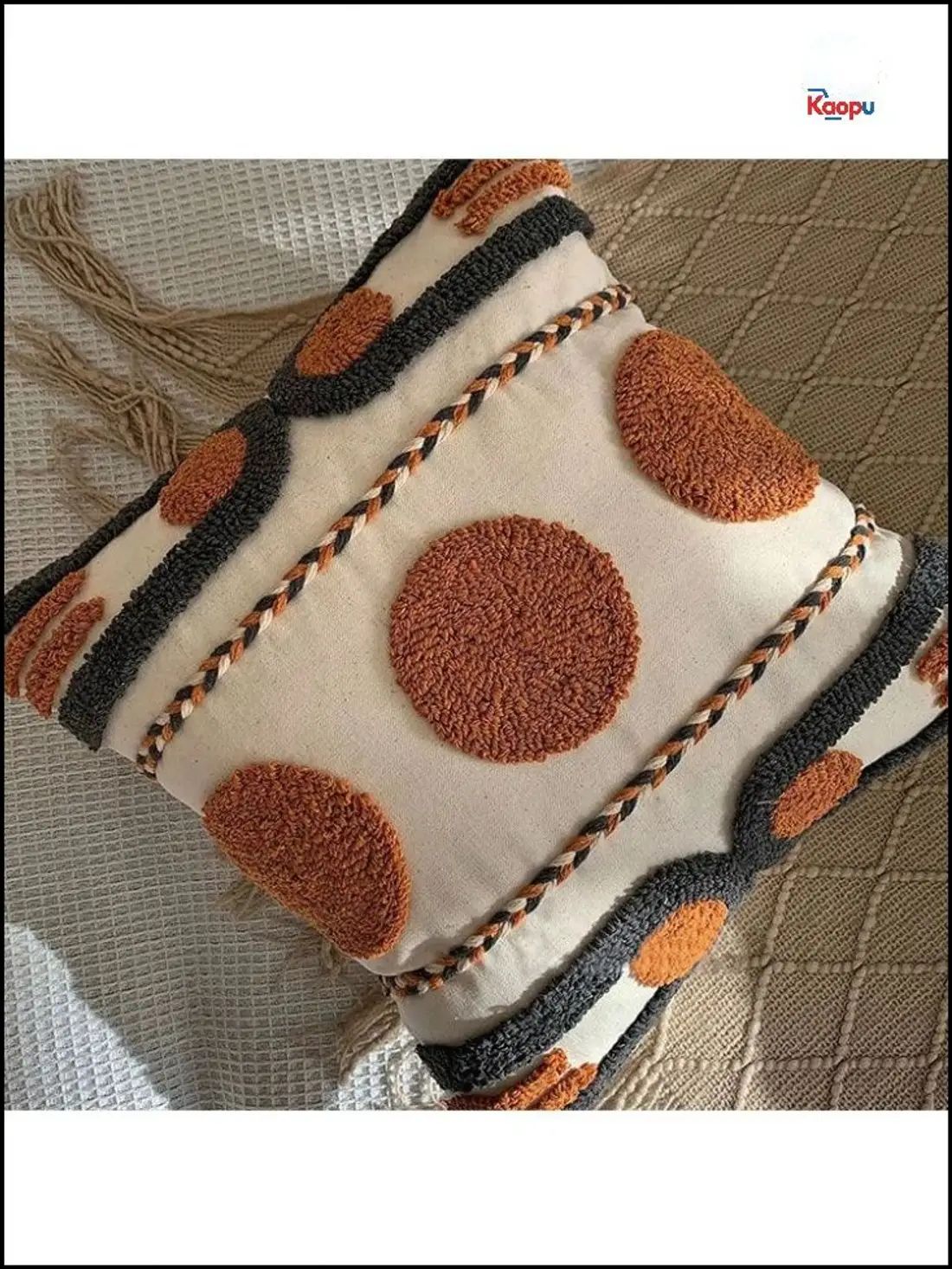 Наволочка декоративная MIXVERVZ 45x45 см, велюр искусственный, абстракция, оранжевый/черный/бежевый, на молнии