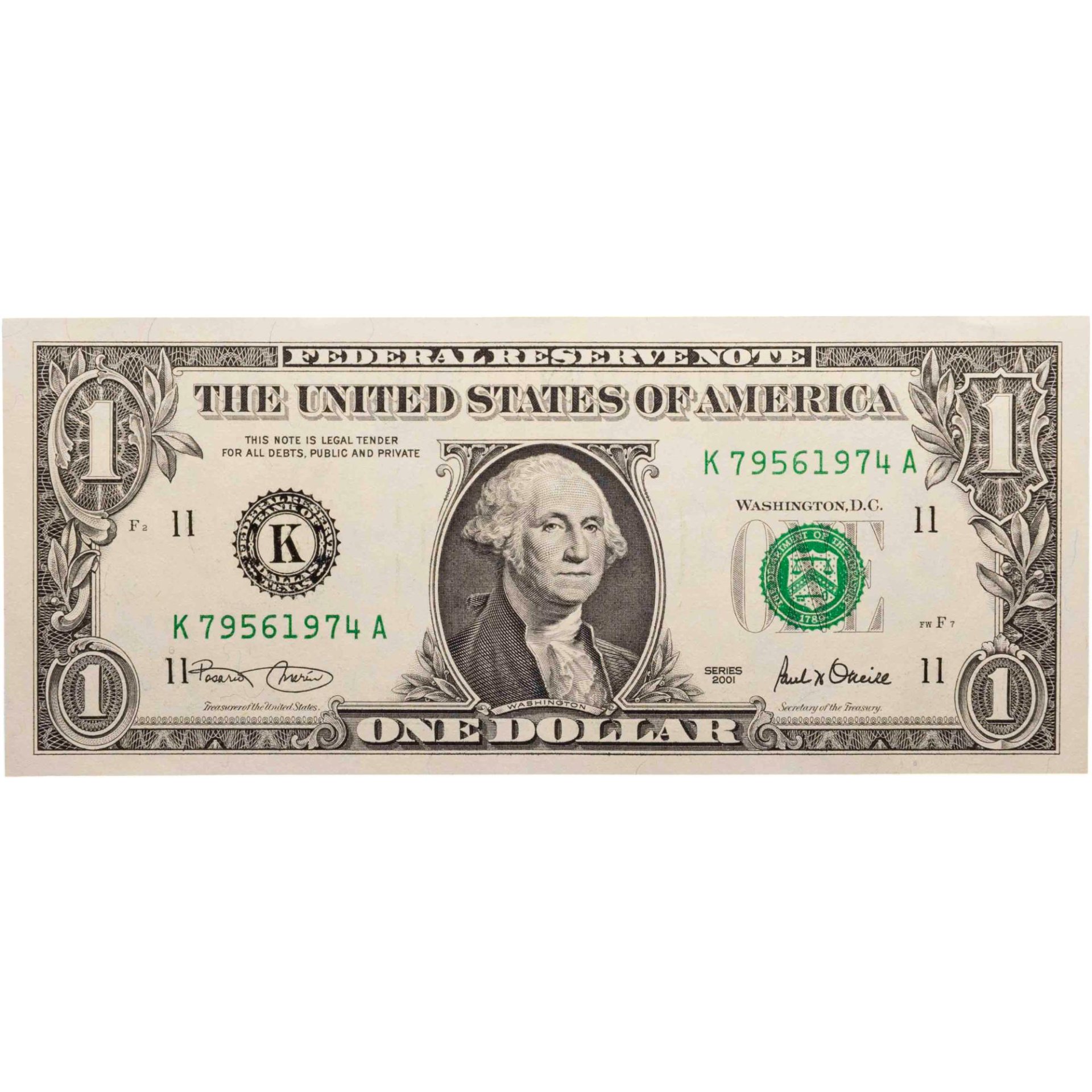США 1 доллар 2001 Pick 509 K-Даллас "FW" Fort Worth