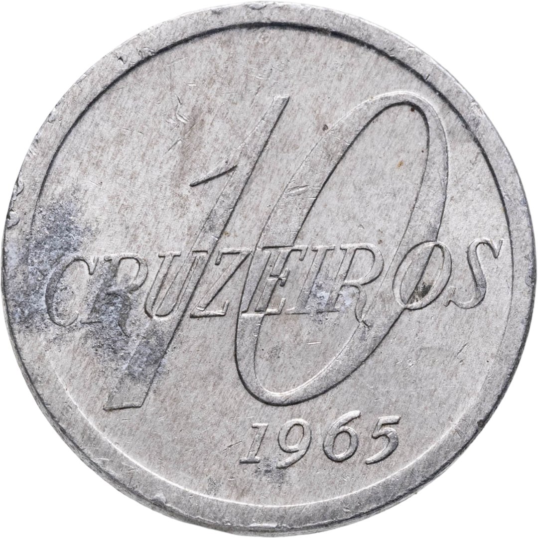 Бразилия 10 крузейро cruzeiros 1965, Алюминий, в сохранности XF-AU
