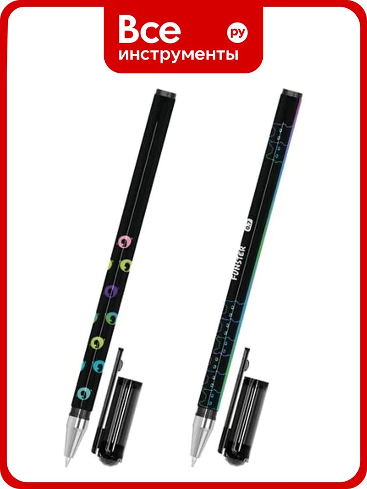 Ручка шариковая с принтом FUNSTER STICK BLACK CAT, синяя, комплект 36 шт, узел 0,7 мм, линия 0,35 мм 144391