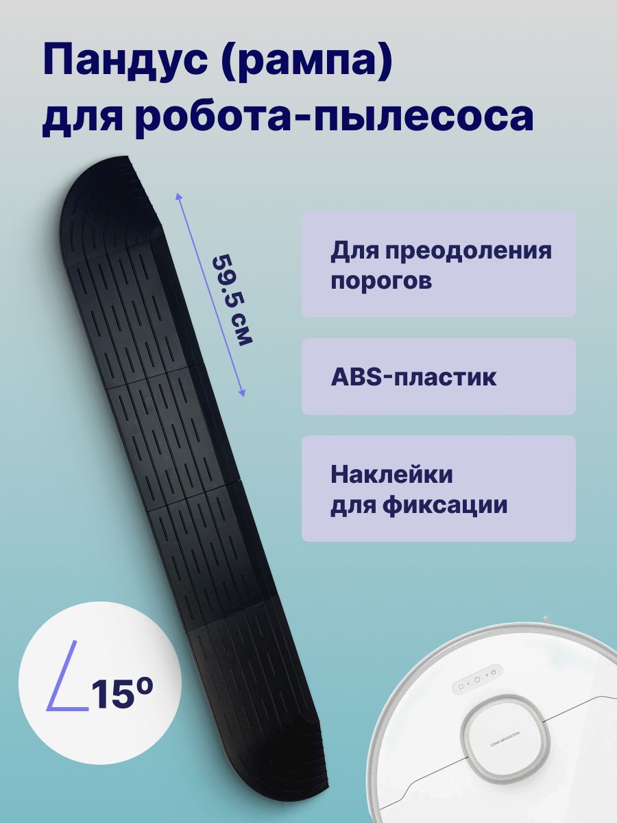 Рампа-пандус для порогов для робота-пылесоса, цвет черный, длина 59,5 см