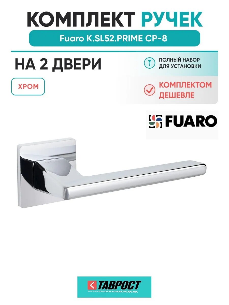 Комплект на 2 двери - Ручка дверная PRIME CP-8 хром