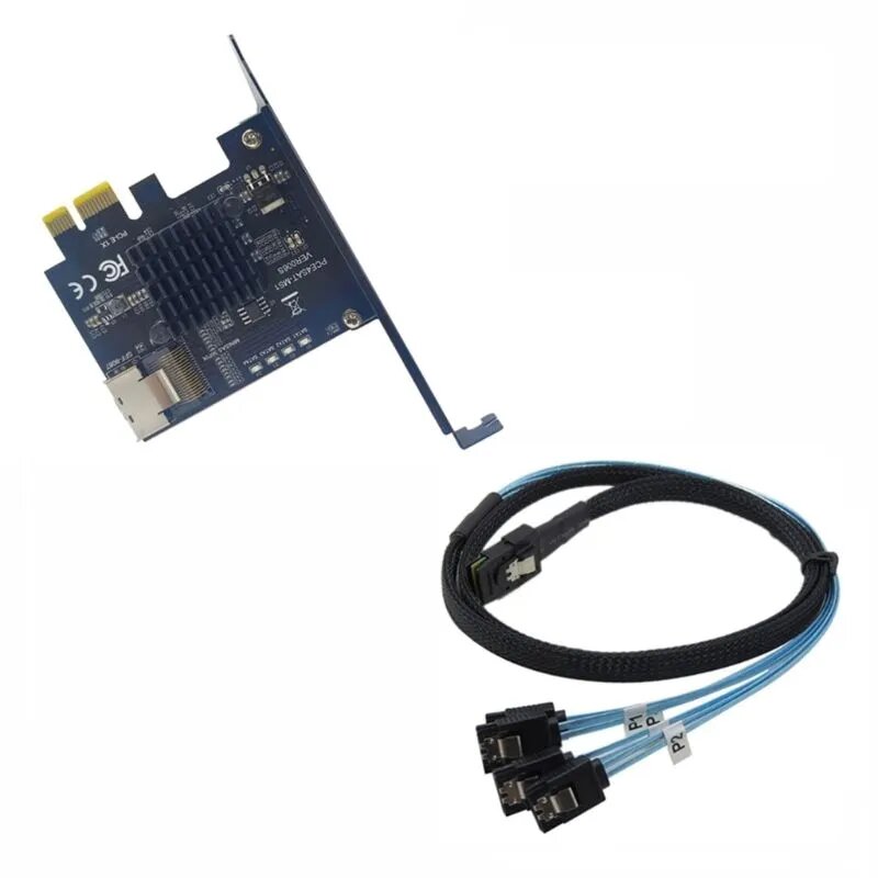 Контроллер PCIe-SFF8087 4-портовый SATA 3.0, Плата и кабель