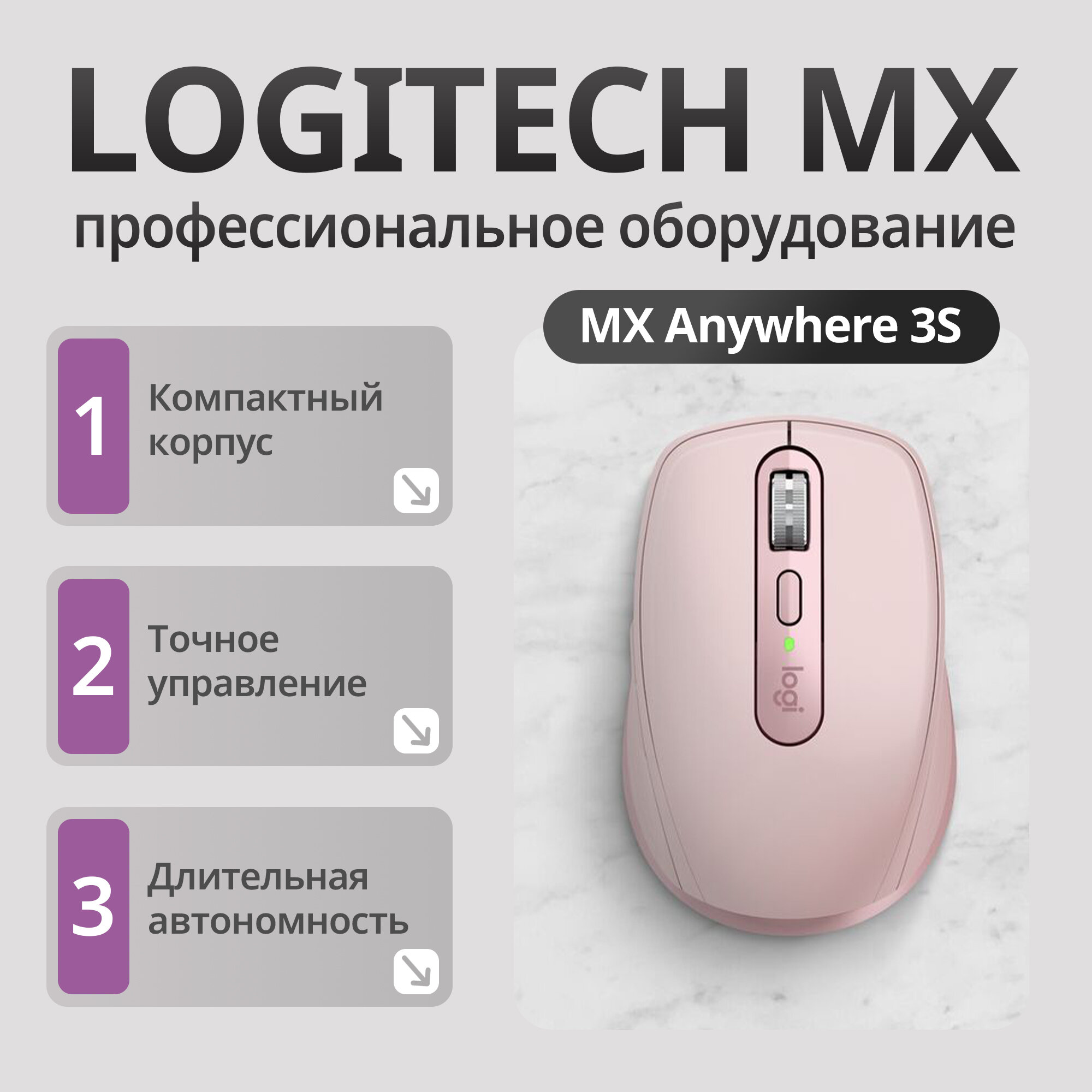 Logitech Мышь беспроводная, лиловый