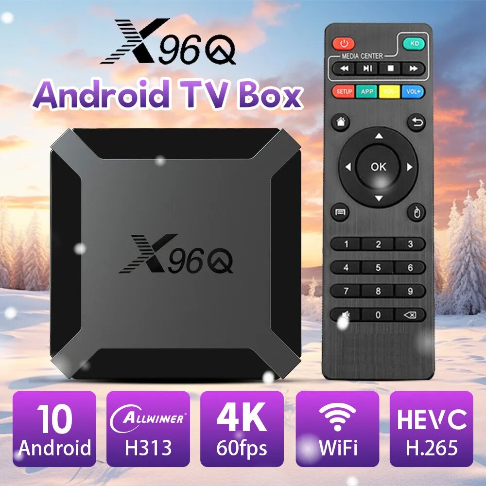 Смарт ТВ бокс X96Q 4K 60fps Android 3D шумоподавление стабилизация HDR высокоскоростной Wi Fi HDMI