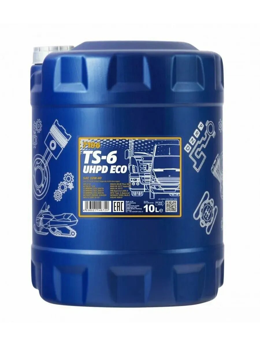 Синтетическое Mannol TS-6 UHPD Eco 10W-40, 10 л