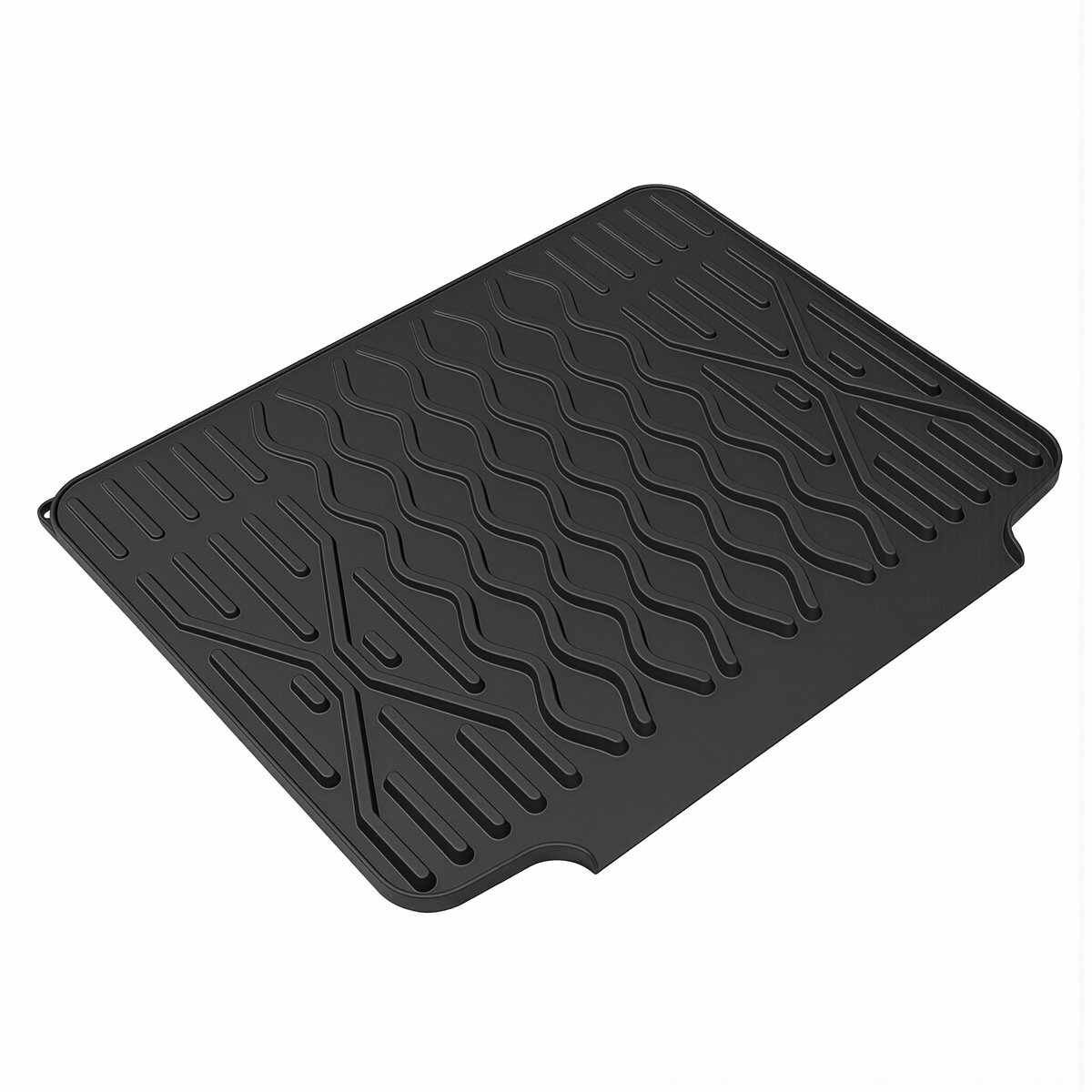 Силиконовый коврик для сушки посуды 40 см волнистый узел с открытым сливом антипригарный термостойкий розовый цвет для кухонной столешницы