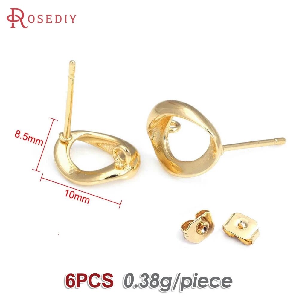 Серьги-гвоздики сердечком из латуни Rosediy Бежевый, 44165-18K Gold Color