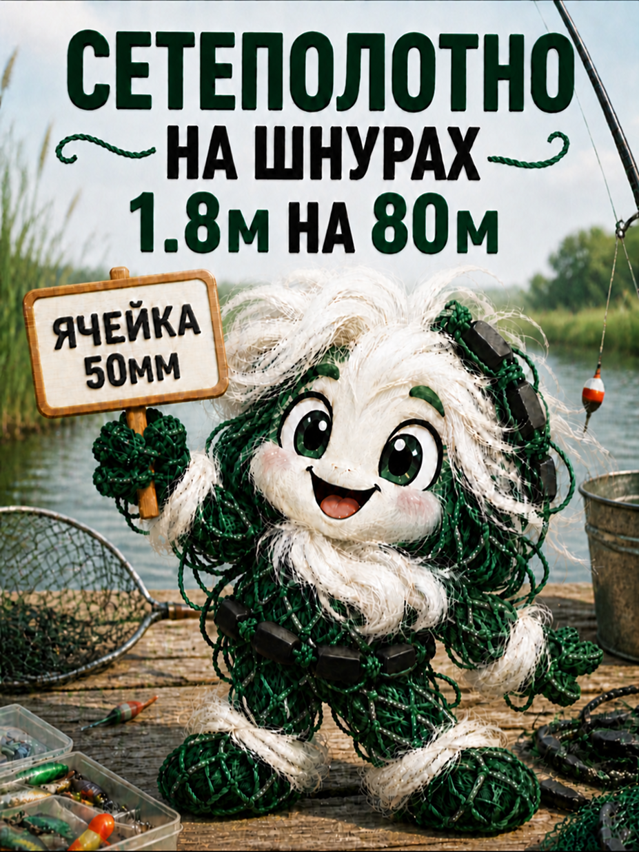 Сетеполотно рыболовное одностенка сетка заградительная от дронов и птиц яч50 грузы в шнуре