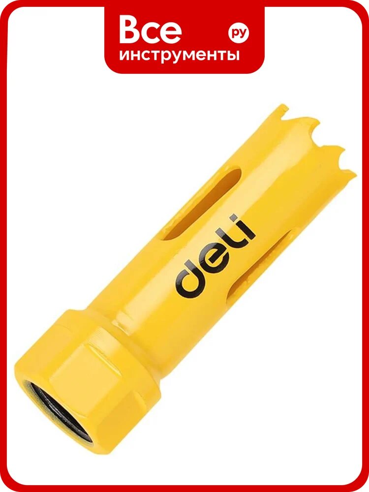 Коронка биметаллическая DELI 35мм DH-SKK035-E1 (макс глубина сверления 38мм, шаг зубьев 4-6мм, 42CrMo+M3) 171763