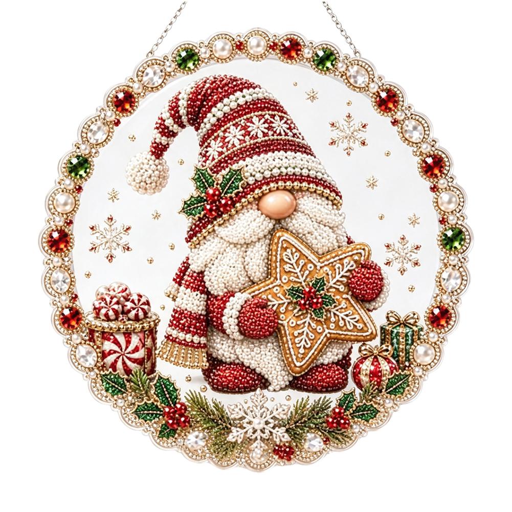 Алмазная мозаика, Снеговик, круглая, 20x20 см, акриловая основа