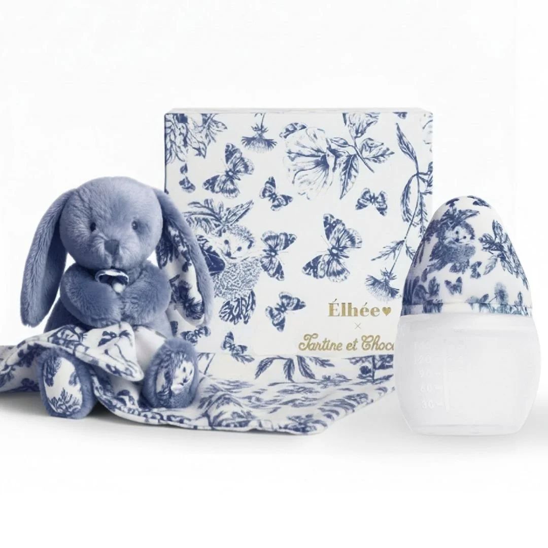 Elhee Детская бутылочка и одеяло Baby Bottle + Comforter Set, 150мл, Blue