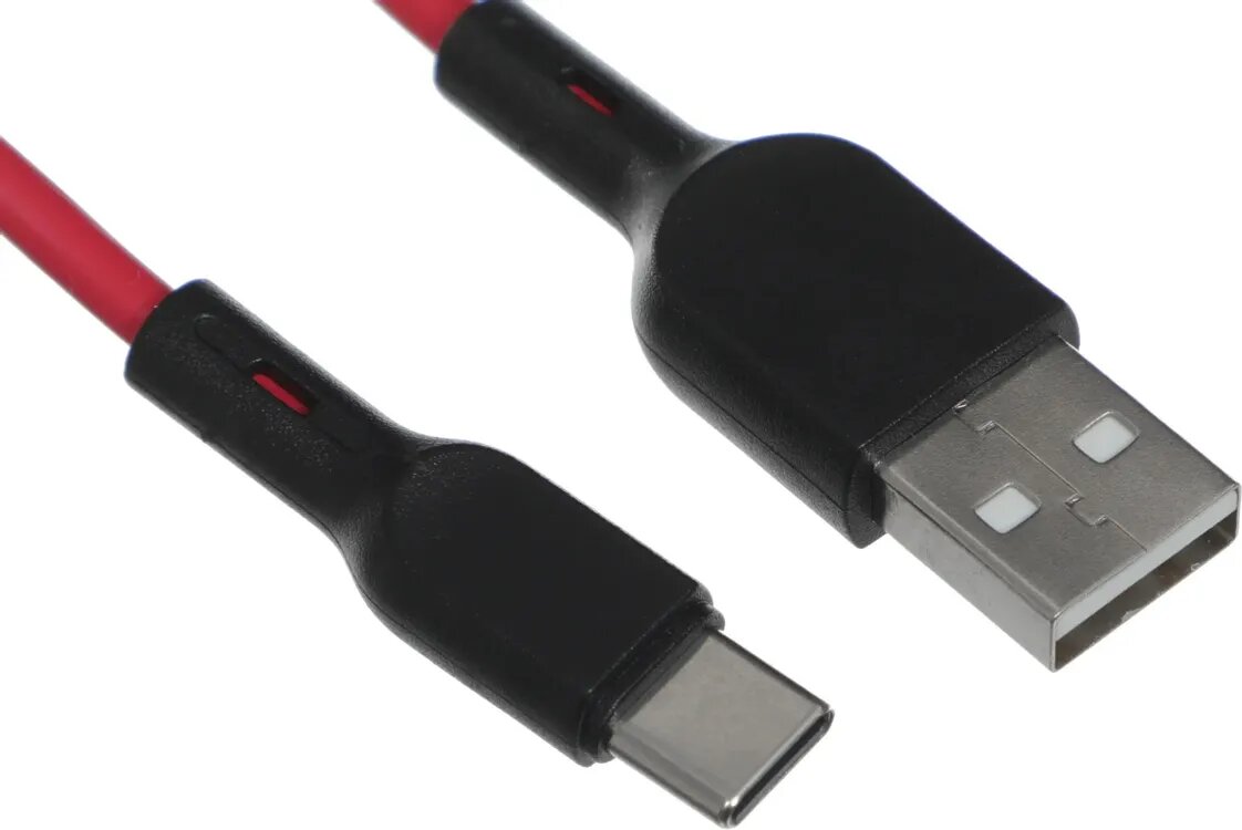 Кабель BORASCO USB Type-C - USB (m), 1м, 3A, красный