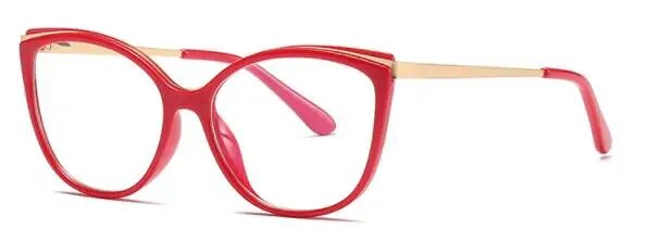 Женские очки Glocco кошачий глаз прозрачные антибликовые -1.0 до -1.5 red clear, Myopia -175