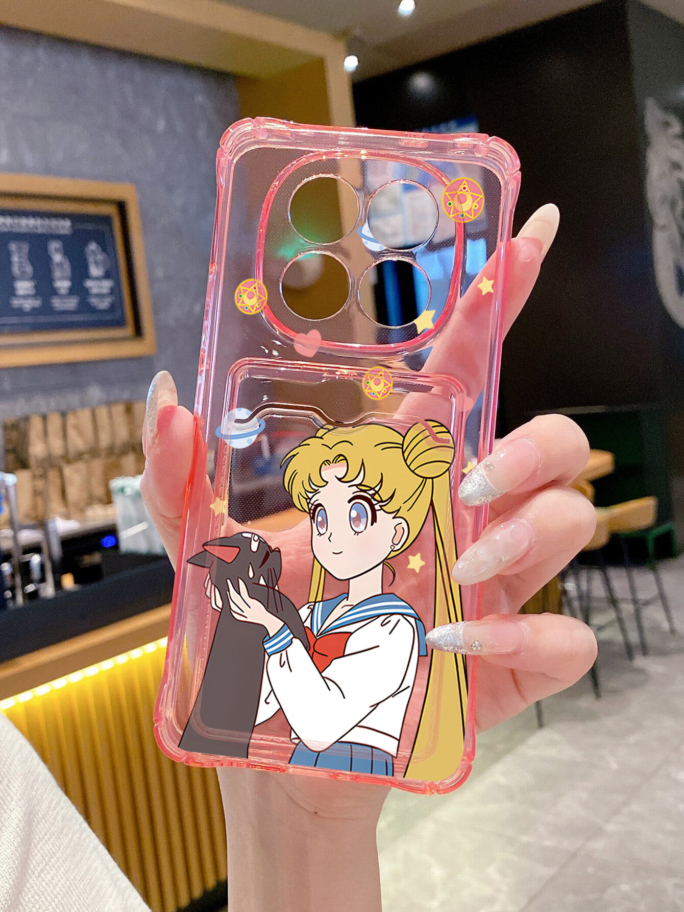 Чехол для Redmi Note 14 Про 4G с отделением для карт памяти, Sailor Moon Сейлор Мун, мягкая прозрачная крышка
