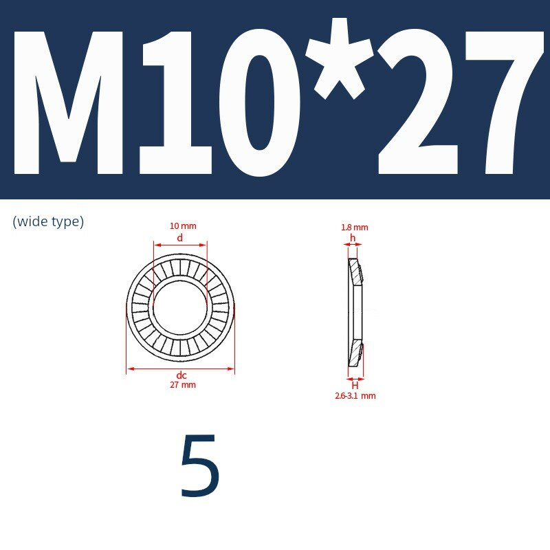 Нержавеющая стальная шайба 304 для болта M10, наружный диаметр 27 мм, 5 штук в упаковке - надежное крепежное изделие