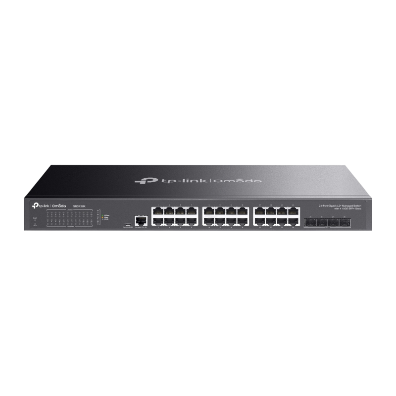 Коммутатор TP-Link JetStream SG3428X управляемый L2+, 24 порта 1 Гбит/с, 4 SFP+ 10 Гбит/с SG3428X
