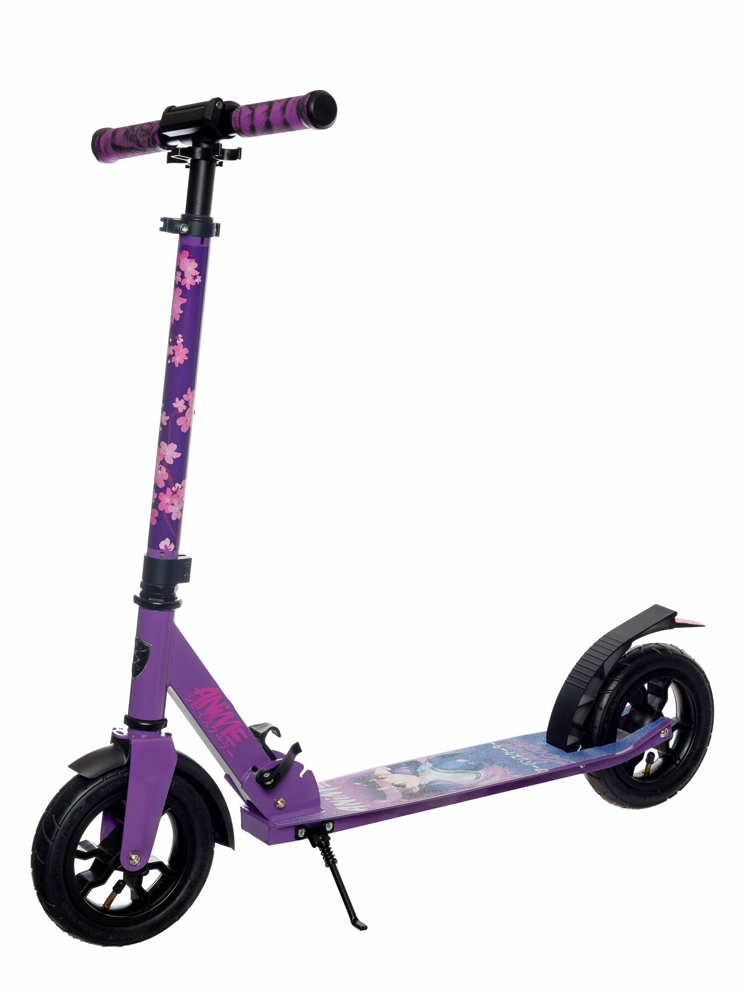 Самокат двухколесный Urban Scooter School Aero Anime Purple складной, вездеход, надувные колеса