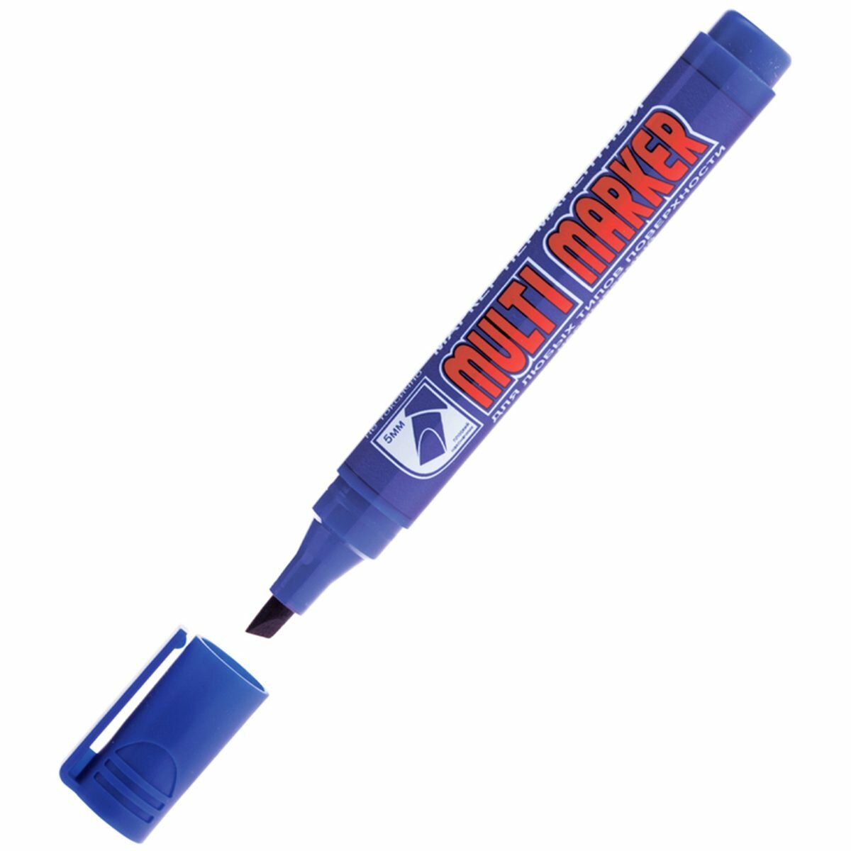 Маркер перманентный Crown Multi Marker Chisel (5мм, скошенный наконечник, синий) 12шт. (CPM-800CH)
