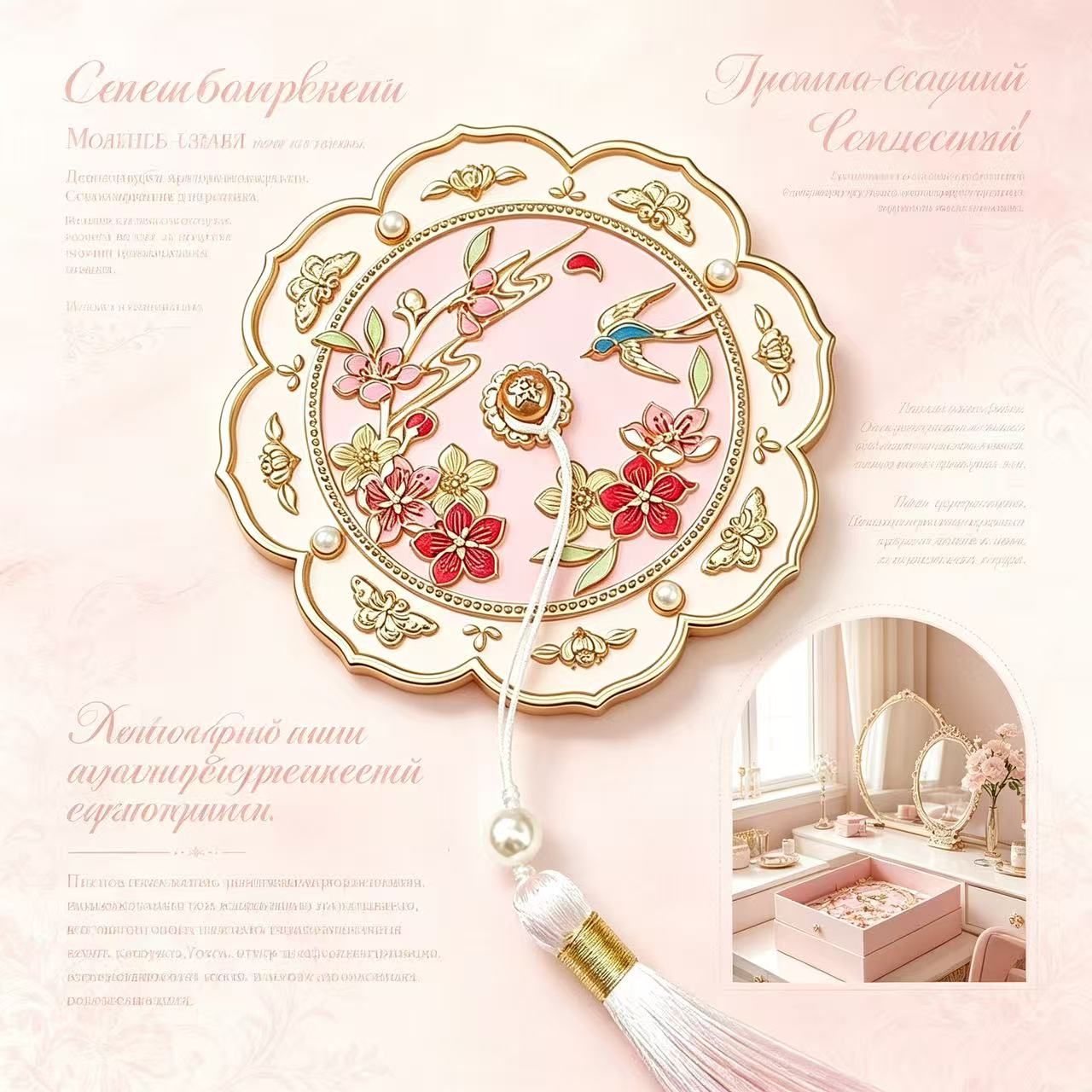 Зеркало карманное, 7 см х 2 см, 1 шт