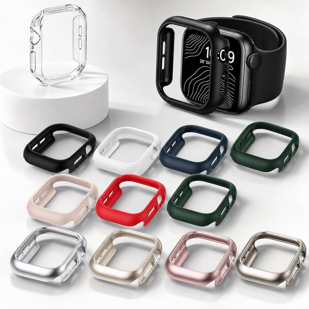 Защитный бампер для Apple Watch Series 12, 42 мм, поликарбонат, черный, с приподнятым краем