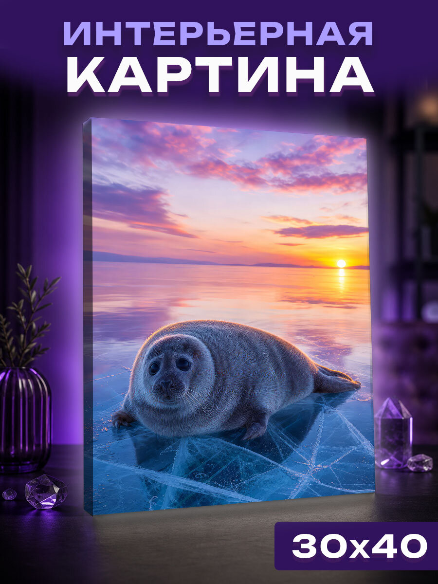 Интерьерная картина Нерпа в сиянии заката