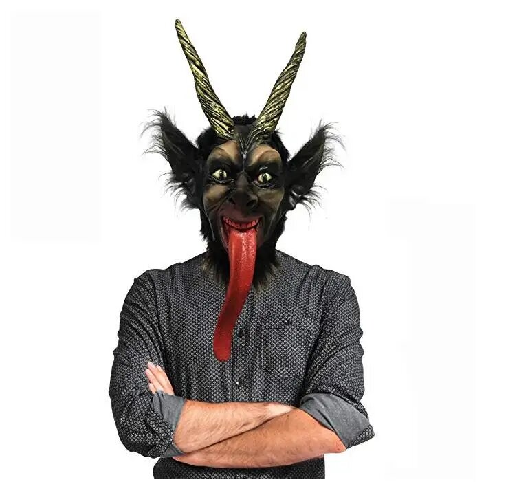 Латексная маска Крампуса HENGYUTOYMASK Черный, Krampus Mask