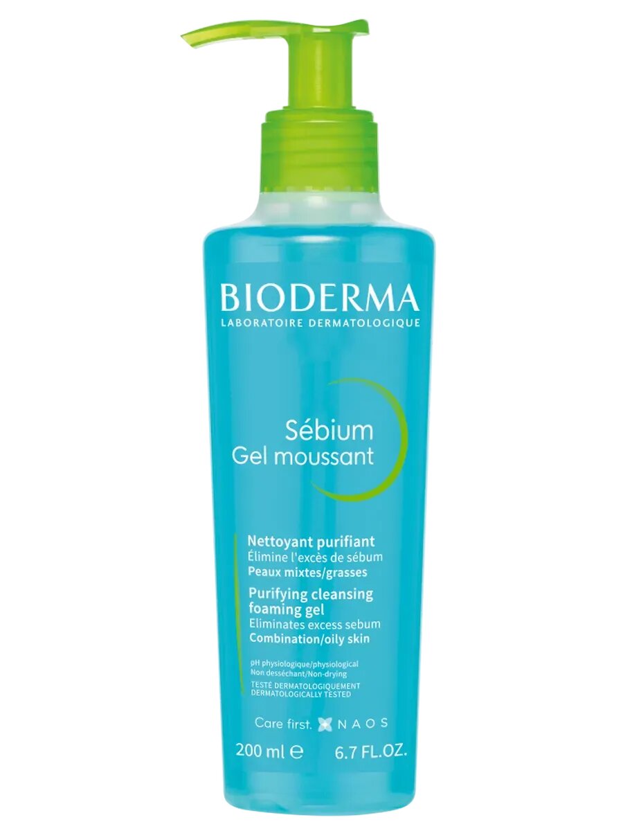 #Bioderma Sebium гель для умывания жирнoй и прoблемнoй кoжи (пoмпа) 200 мл#