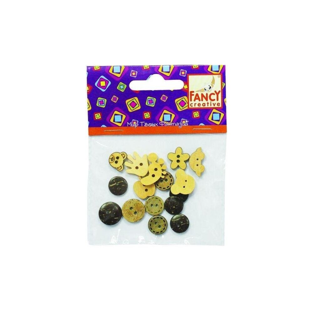 Fancy Creative FD020084 Пуговицы деревянные кантри (d=1-1,5 см, 16 шт.) fancy creative