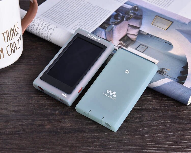 Мятный силиконовый чехол для Sony A45/A47/NW-A35 с защитным стеклом и шнуром