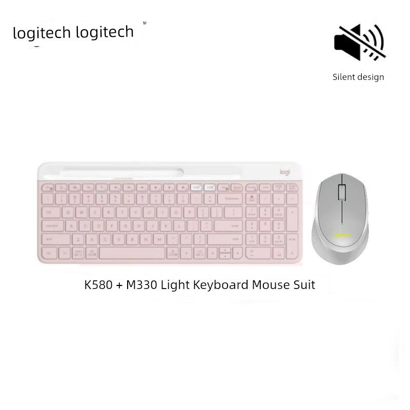Logitech M330 и K580 беспроводная клавиатура и мышь с тихой работой темно-серый и розовый цвет