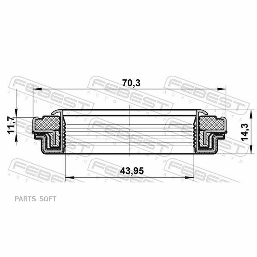 FEBEST 95RCW-44701214X сальник привода 43.95X70.3X11.7X14.3 95RCW-44701214X