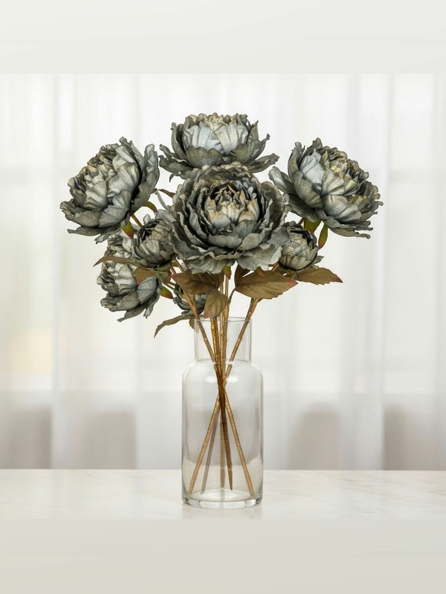Букет Пионов 5шт "FLOWERS GLAMOUR" 60см зеленые