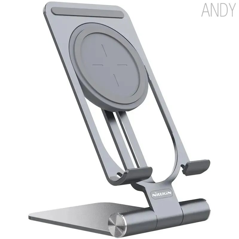 Беспроводная зарядка подставка QI быстрая 15W Nillkin PowerHold Mini Wireless Charger Темно-серая для телефона Apple iPhone, Samsung, Xiaomi