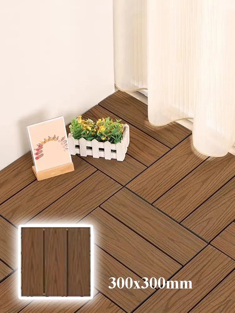 Садовый настил из древесно-полимерного композита, 30x30x2 см, коричневый, 1 шт