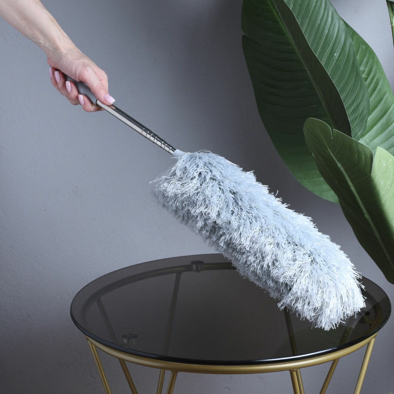 Метелка для сбора пыли, 75/130 см, телескопическая, микрофибра/сталь, Clean