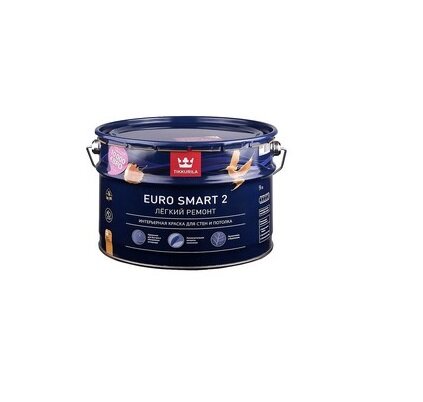 Краска Tikkurila Euro Smart-2, объем 9 л, интерьерная 700001104