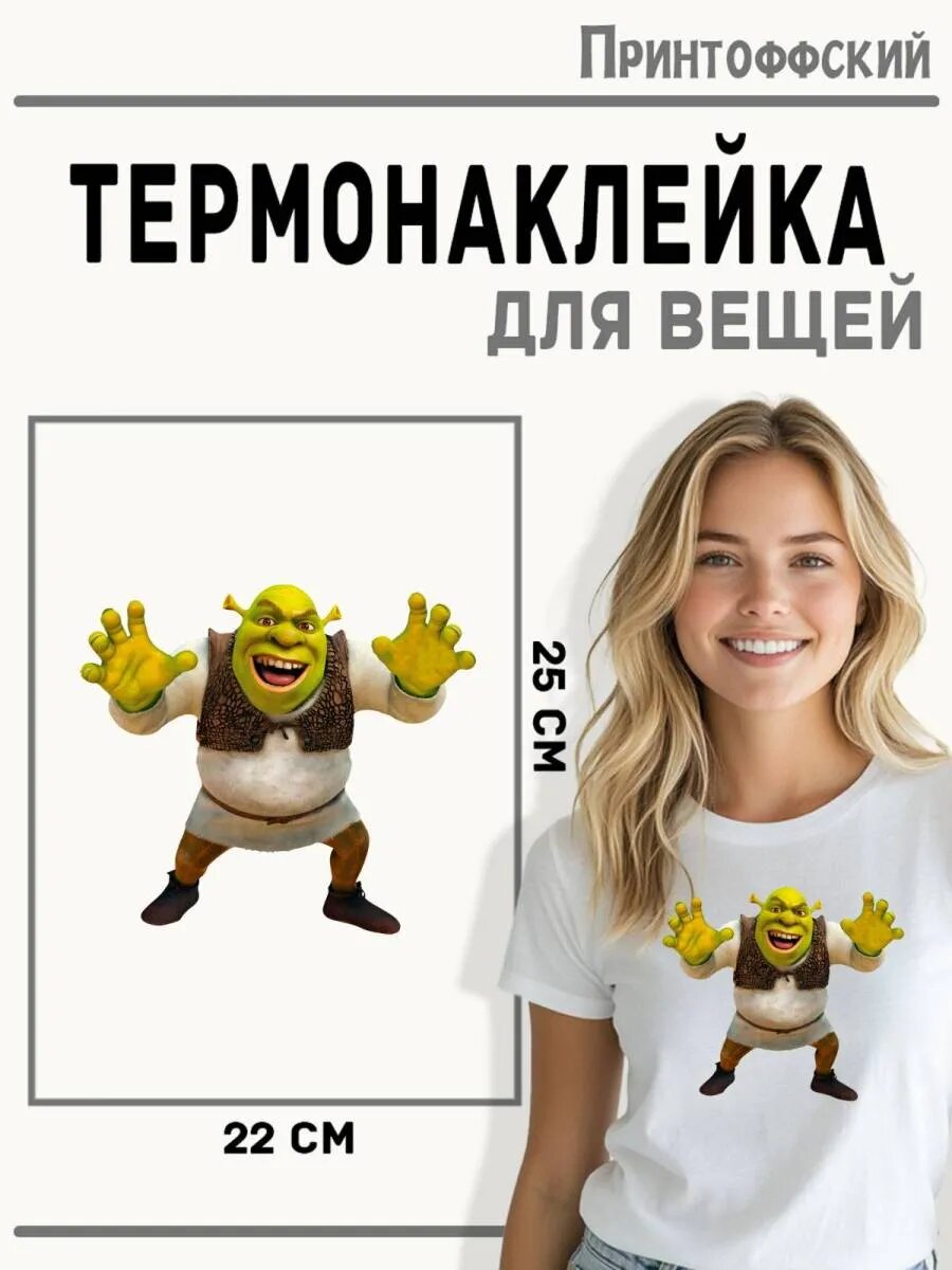 Термонаклейка для одежды и аксессуаров DTF-печать Шрек — фото 1