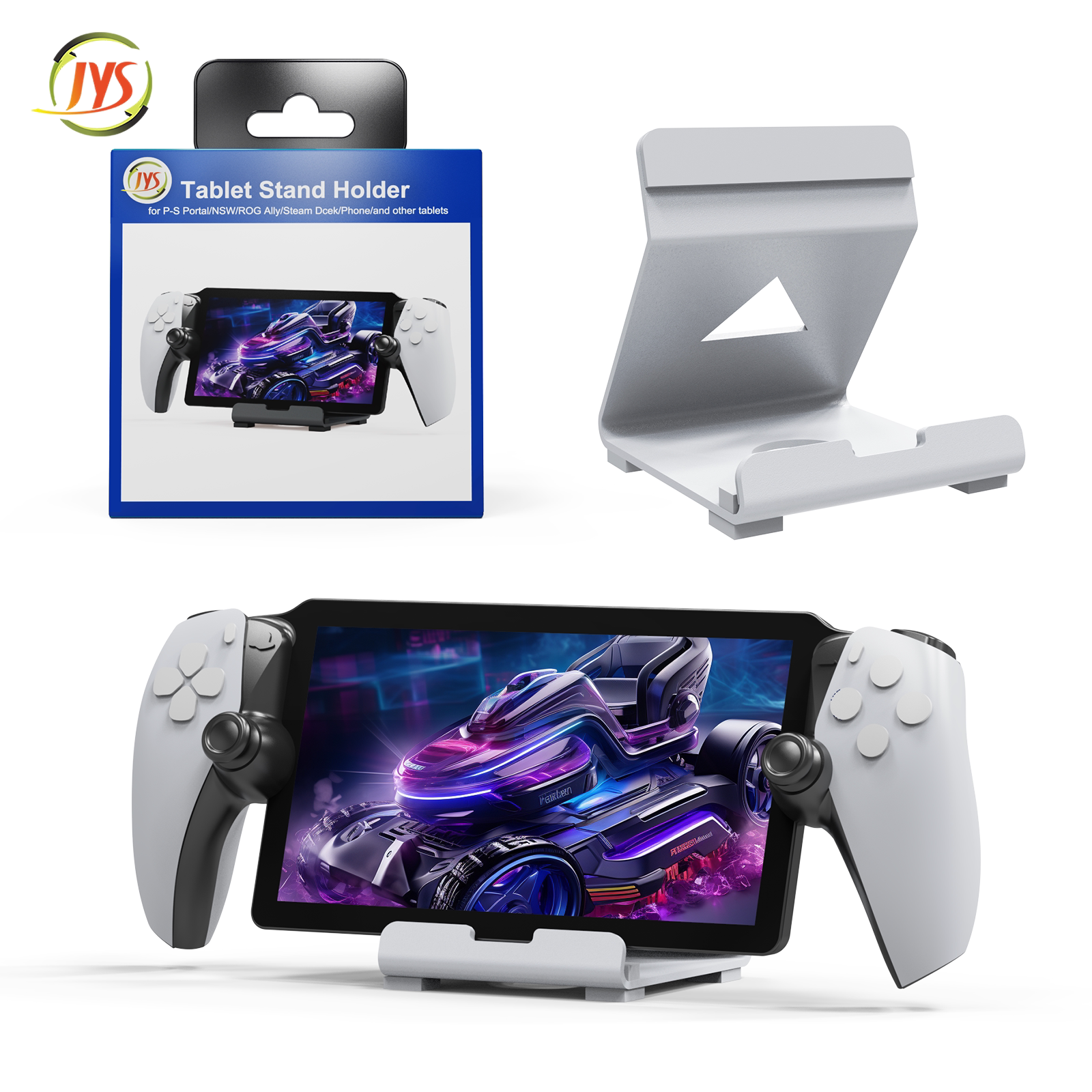 PS PORTAL игровая подставка для Steam Deck, ROG Ally и Nintendo Switch — металлическая настольная подставка, белого