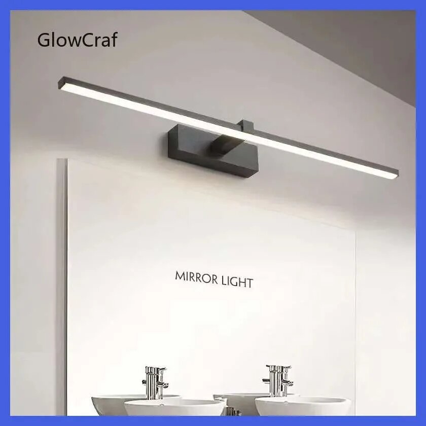 Настенный светодиодный светильник для ванной GlowCraf, LED 195Lm черный 1000mm